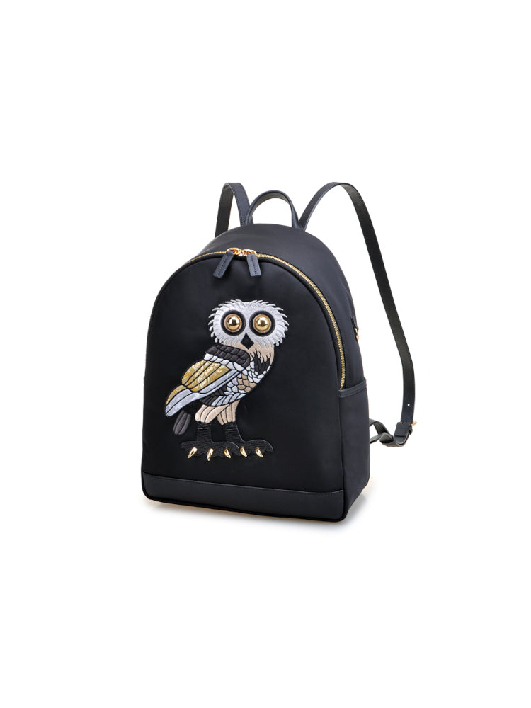 FION X The British Museum Greek Owl Jacquard with Leather Backpack ...