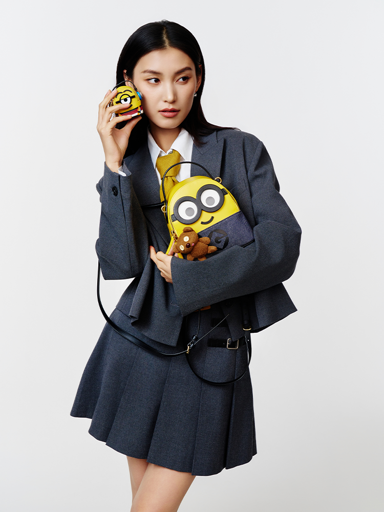 Minions Denim with Leather Backpack – FION HK